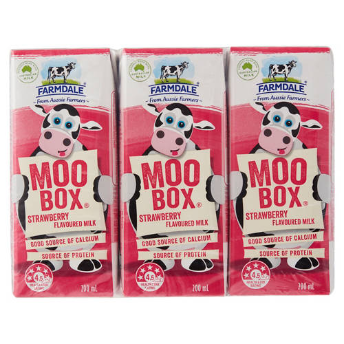 Moo Box - Strawberry Flavoured Milk 6 Pack 200ml
